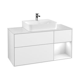 Villeroy & Boch Villeroy und Boch Finion Waschtischunterschrank G171GFGF 120cm, Abdeckplatte white matt, Emotion, Regal rechts Glossy white lacquer, Glossy white lacquer