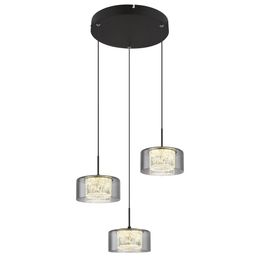 Globo LIGHTING LED Pendelleuchte "FOGSY", 3, Ø 15cm H: 150cm, 1 Stk.schwarz, Leuchten, Hängelampe/Pendelleuchte/Glas rauchfarben/Höhe kürzbar/Esstisch