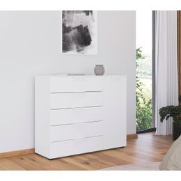 Schubkastenkommode Rauch, B:120cm H:100cm T:42cm, wei&szlig;, Holzwerkstoff, Sideboards, "Kommode T&uuml;rkommode Sideboard Kombikommode FLIPP", 1-t&uuml;rig mit 5