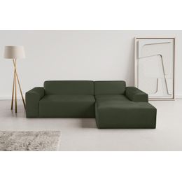 Ecksofa WERK2, B:253cm H:70cm T:188cm, grün, 100% PES, Wohnzimmer, Sofas, "Zeus-L modern & zeitlos, Breite 253 cm, bequemes Sofa", Curvy Trend