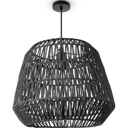 Paco Home Pendelleuchte "POMI", Ø 40cm H: 32cm, schwarz, Esszimmer, Leuchten, Pendelleuchte Korb Lampe Esszimmerlampe Rattan Papier Boho E27
