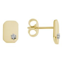 Firetti Damen Paar Ohrstecker "Schmuck Geschenk Gold 375 Ohrschmuck Ohrringe Platte", 0,02 P2 = erkennbare Einschlüsse, Diamanten Gelbgold 375