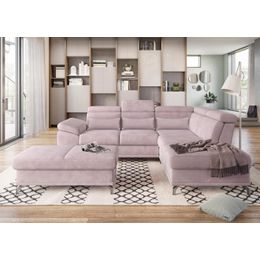 Sit & More Ecksofa SIT & MORE, B:274cm H:87cm T:230cm, rosa, 100% Polyester, Wohnzimmer, Sofas, "Cabrio L-Form, B: 274 cm, mit Sitztiefen-, Arm- &