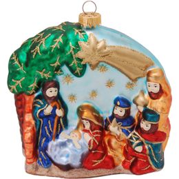Christbaumschmuck "CBK01119, Weihnachtsdeko, Christbaumschmuck", B:12cm H:5cm T:13cm, bunt, KREBS GLAS LAUSCHA, Weihnachtsbaumschmuck, Grippe aus Glas