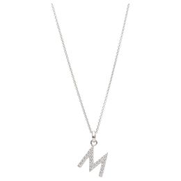 Smart Jewel Damen Kette mit Anh&auml;nger "Buchstabe M mit Zirkonia Steine, Silber 925", 45cm, Silber 925 (Sterlingsilber), silber, Silber 925