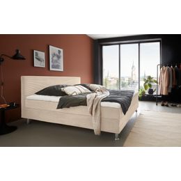Boxbett, B:160cm L:209cm, beige, ATLANTIC HOME COLLECTION, Bezug Bett: Cord (65% Polypropylen, 35% Polyester), Komplettbetten, "Edison", inkl.