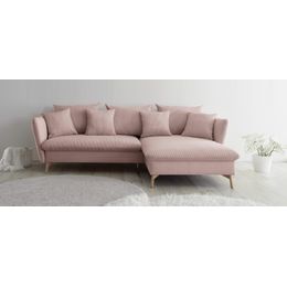 Ecksofa OTTO HOME, B:258cm H:91cm, rosa, 100% Polyester;Federung Ottomane : 12 x Feder Type B 1650mm;Ferderung 2 Sitzer: 10 x Feder Type B 650