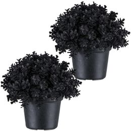 Kunstpflanze Creativ green, H:13cm, schwarz, Kunststoff, Kunstpflanzen, "Eukalyptus", in Kugelform