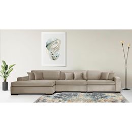Ottomane Home Affaire, B:310cm H:86cm T:100cm, beige, 100% Polyester, Sofas, "Skara L-Form", Lounge-Sofa mit Federkernpolsterung, in vielen