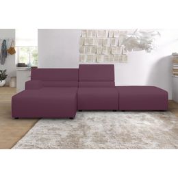 Ecksofa Egoitaliano, B:287cm H:80cm T:98cm, lila, Leder NUVOLE (Echtes Rindsleder). Halbnat&uuml;rliches, halbnarbiges Rindsleder mit einer nat&uuml;rlichen