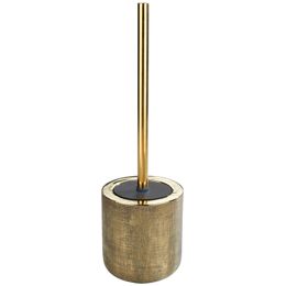 WC-Garnitur Wenko, B:11,5cm H:40cm L:11,5cm, gold, Keramik, Reinigungsb&uuml;rsten, "Rivara", aus Keramik