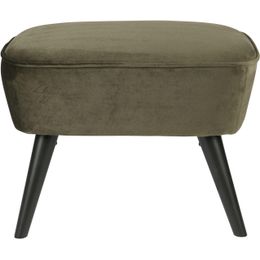 Hocker Woood, B:56cm H:41cm T:36cm, gr&uuml;n, Wohnzimmer, Hocker, "Sara", mit Samtstoff gepolstert, rechteckige Form, H 41 cm x B 56 cm
