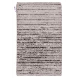Badematte Tom Tailor HOME, H:20mm, grau, Baumwolle, Badematten, "Cotton Stripes", Uni Farben, gestreift, reine Baumwolle, Hoch-Tief Effekt