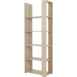Bücherregal GAMI, B:62cm H:175cm T:33cm, beige, Spanplatte, Kinderzimmer, Regale, "Straw", Bücherregal mit 5 Regalböden