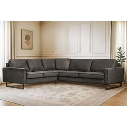 Ecksofa Home Affaire, B:290cm H:85cm T:250cm, grau, Luxus-Microfaser in Lederoptik(100% Polyester);Cord (92% Polyester, 8% Polyamide), Wohnzimmer,
