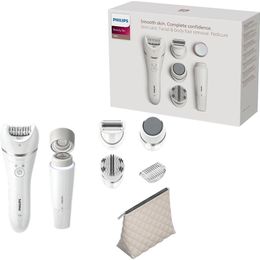 Philips Damen Epilierer "Beauty Set Series 9000 BRE770/92", weiß, B:26,5cm H:18,8cm T:9,2cm, Epilierer, inkl. Gesichtshaarentferner und Tasche,