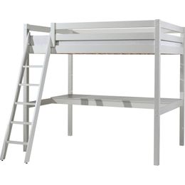 Hochbett Vipack, B:214,7cm H:190cm L:209cm, wei&szlig;, Jugendzimmer, Hochbetten, "Pino, Kiefer massiv, sehr standfest, Made in Europe, mit Sessel", inkl.