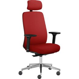 mayer Sitzmöbel Drehstuhl MAYER SITZMÖBEL, B:70cm H:123cm T:63cm, rot, Polyester, Büro, Stühle, "2229", 4D Armlehnen, Kopfstütze, Sitztiefenverstellung, Teppichrollen