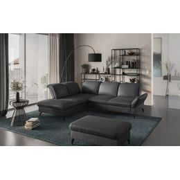 Sit & More Ecksofa SIT & MORE, B:288cm H:88cm T:242cm, grau, 100% Polyester, Wohnzimmer, Sofas, "Leandro L-Form", Wahlweise mit Bett-, Kopfteil - und