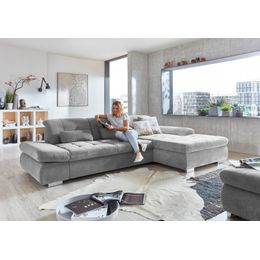 Ecksofa DIE PLANBAR, B:331cm H:84cm T:124cm, silber, 100% Polyester, Wohnzimmer, Sofas, "MP-IN17004 L-Form", wahlweise mit Bettfunktion, Sitztiefen-