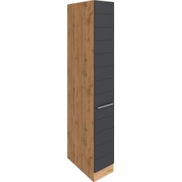 Apothekerschrank KOCHSTATION, B:30cm H:200cm T:60cm, grau, MDF, K&uuml;che, Schr&auml;nke, "KS-Luhe", 30 cm breit, hochwertige MDF-Fronten mit waagerechter