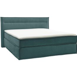 Boxspringbett Musterring, B:200cm L:215cm, blau, Komplettbetten, "JustB SC100", schwebende Optik, inklusive Topper, verschiedene Farben, 180 x 200 cm
