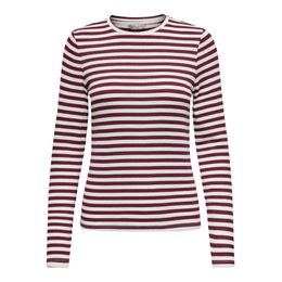 Only Damen Langarmshirt "ONLMAI STRIPE L/S TOP JRS NOOS", weiß, Gr. S, gestreift, Jersey, Obermaterial: 63% Polyester, 33% Viskose, 4% Elasthan,