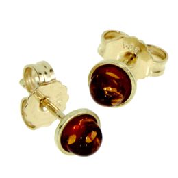 OSTSEE-SCHMUCK Damen Paar Ohrstecker "- Classic 4 mm - Gold 585/000 - Bernstein", Gelbgold 585, gold, Gelbgold 585, Ohrringe