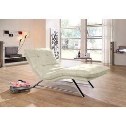 Relaxliege W.Schillig, B:75cm H:91cm T:170cm, beige, Stoff S37 (100% Polyester), Wohnzimmer, Sofas, "daily dreams", in Waffelkissen-Optik, wahlweise