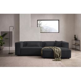 Ecksofa, B:267cm H:66cm T:167cmanthrazit, LeGer Home by Lena Gercke, 100% Polyester, Wohnzimmer, Sofas, "PIARA mit Kedernaht, Cord, Leinenoptik o.