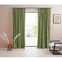 Gardine, B:140cm H:145cm, gr&uuml;n, LeGer Home by Lena Gercke, Polyester, Polyester, Wohnzimmer, Gardinen, "LADINA", blickdicht, gewebt, verschiedene