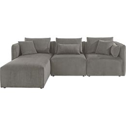 Ecksofa OTTO HOME, B:262cm H:74cm T:172cm, grau, 92% Polyester, 8% Polyamid, Wohnzimmer, Sofas, "Nöre L-Form", 3 Teile, in vielen Bezugsqualitäten