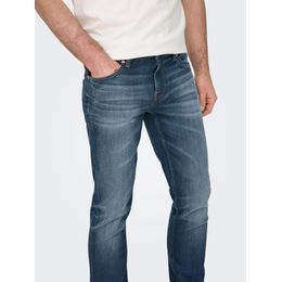 Only & Sons ONLY & SONS Herren Slim-fit-Jeans "OS ONSLOOM SLIM BLUE GREY 40", blau, Gr. 31, Abriebeffekte, Denim/Jeans, Obermaterial: 92% Baumwolle, 6%