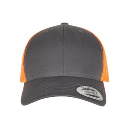 Flexfit Herren Flex Cap "Flexfit Unisex Retro Trucker 2-Tone"charcoal, neonorange, 60% Baumwolle, 40% Polyester, Caps