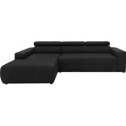 Ecksofa DOMO collection, B:285cm H:80cm T:175cm, schwarz, Luxus-Microfaser in Antikleder-Optik (100% Polyester);Luxus-Microfaser (100%