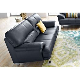 3-Sitzer Trendmanufaktur, B:200cm H:87cm T:90cm, grau, Microfaser PRIMABELLE (100% Polyester);NaturLEDER (echtes Rindsleder) in Sitz und R&uuml;cken.
