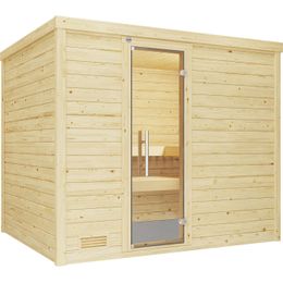 Weka Sauna "Bergen", Bio-Ofen, externe Steuerung, 7,5 kW, beige, Saunen, 7,5 kW Bio-Ofen mit digitaler Steuerung