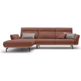Ecksofa, B:318cm H:103cm T:183cm, braun, CREATION BY ROLF BENZ, NaturLEDER OSKAR (echtes Rindsleder), Wohnzimmer, Sofas, "CR.460", Sockel in Eiche,