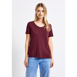 Street One Damen V-Shirt, blau, Gr. 34, unifarben, Web, 50% Baumwolle, 50% Modal, Shirts, im soften Baumwoll-Mix