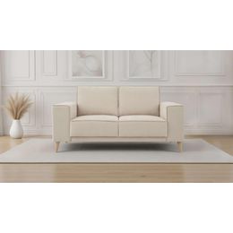 2-Sitzer OTTO HOME, B:164cm H:85cm T:83cmbeige, 100% Polyester, Sofas, "Oland Skandi, weicher Chenille-Stoff", 164 cm, Wellenunterfederung,