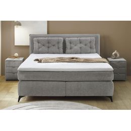 Jockenh&ouml;fer Boxspringbett, B:193cm L:220cm, grau, JOCKENH&Ouml;FER GRUPPE, Bezug Bett: Chenille (100% Polyester);Topper und Matratzenspiegel: 100% Polyester,