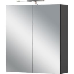 Spiegelschrank Germania, B:60cm H:71cm T:23cm, grau, Glas, Spanplatte, Badezimmer, Schr&auml;nke, "GW-Arcena", inkl. LED-Beleuchtung & Steckdosenbox,