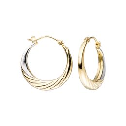 Jobo Damen Paar Creolen, 20,5mm, Gelbgold 333, gold, Gelbgold 333, Ohrringe, rund 333 Gold bicolor