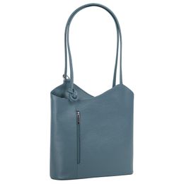 CLUTY Damen Cityrucksack, blau, Leder, Rindsleder, beschichtet, leicht gl&auml;nzend, Rucks&auml;cke, echt Leder, Made in Italy