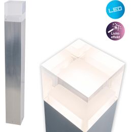 Näve LED Außen-Stehlampe NÄVE, B:8cm H:62cm L:8cm, grau, Leuchten, "Leah", Edelstahl/Kunststoff in metall blank/opal incl. 15x LED warmweiß IP44