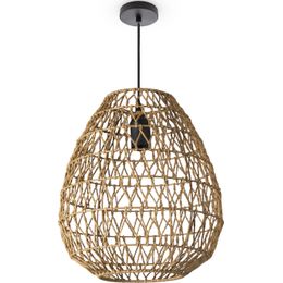 Paco Home Pendelleuchte "KAGEEG", Ø 30cm H: 33cm, braun, Esszimmer, Leuchten, Korb Hängeleuchte Rattan Optik Boho Esszimmerlampe E27 Skandi