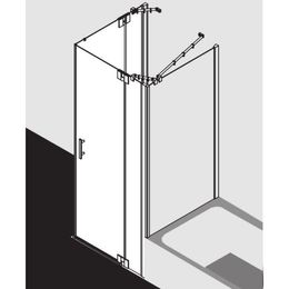 Kermi Filia XP Pendelt&uuml;r-Eckeinstiegsh&auml;lfte FXEPL12320VYK 123 x 200 cm, silber hochglanz, ESG SR Opaco Clean, links, auf Duschplatz