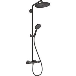 Hansgrohe Croma Select S Showerpipe 26890670 mit Thermostat und Handbrause, mattschwarz