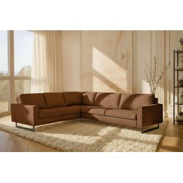 Ecksofa Home Affaire, B:290cm H:85cm T:250cmbrick rot, 100% Polyester, Wohnzimmer, Sofas, "Pinto, XXL, 250/290 cm, langer Schenkel, Ottomane", Cord,