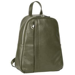 Samantha Look Damen Cityrucksack, gr&uuml;n, Leder, Rindsleder, Rucks&auml;cke, Echt Leder, Made in Italy